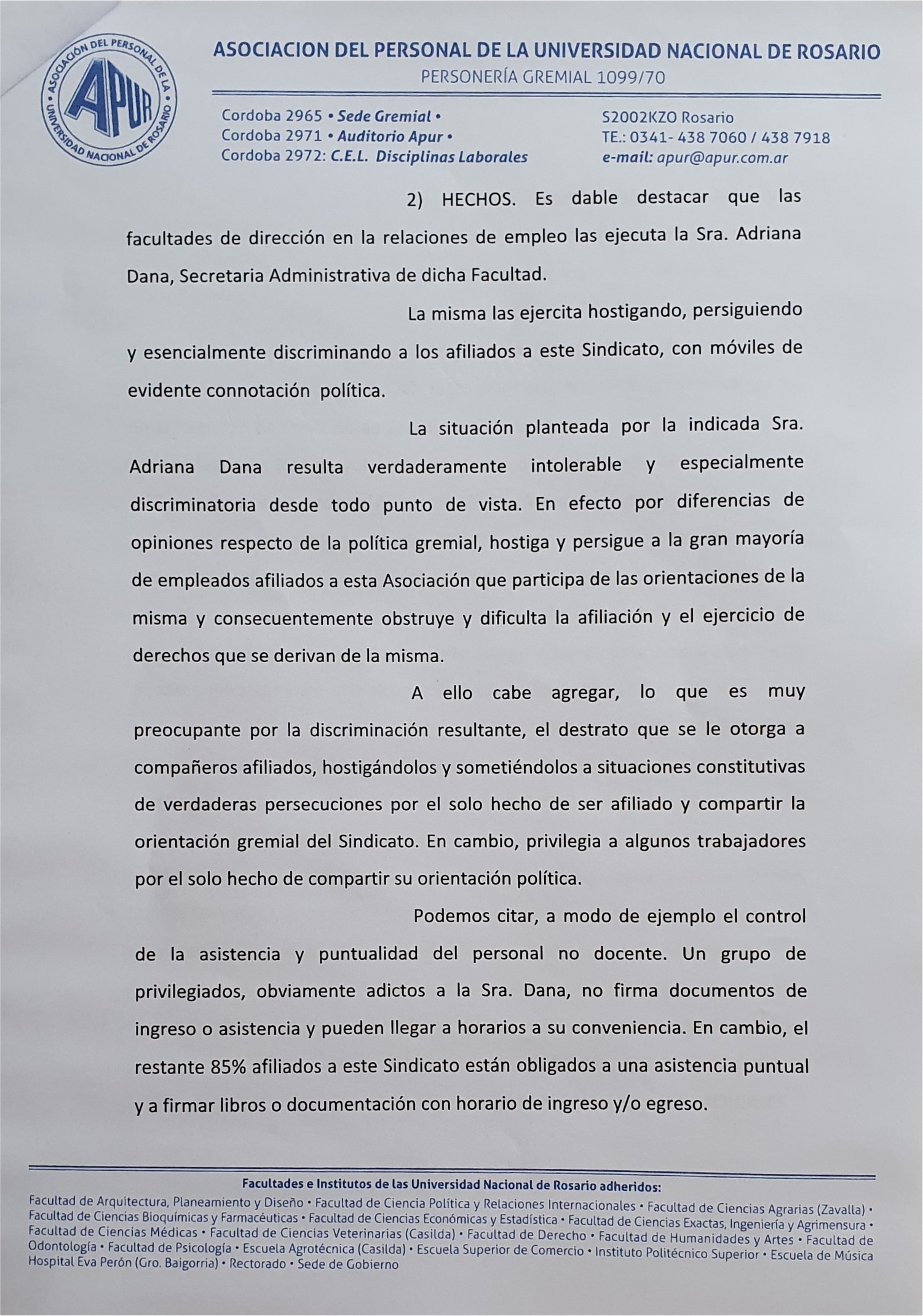 Solicitamos Intervención al Ministerio de Trabajo, Empleo y Seguridad Social de la Nación ante ...