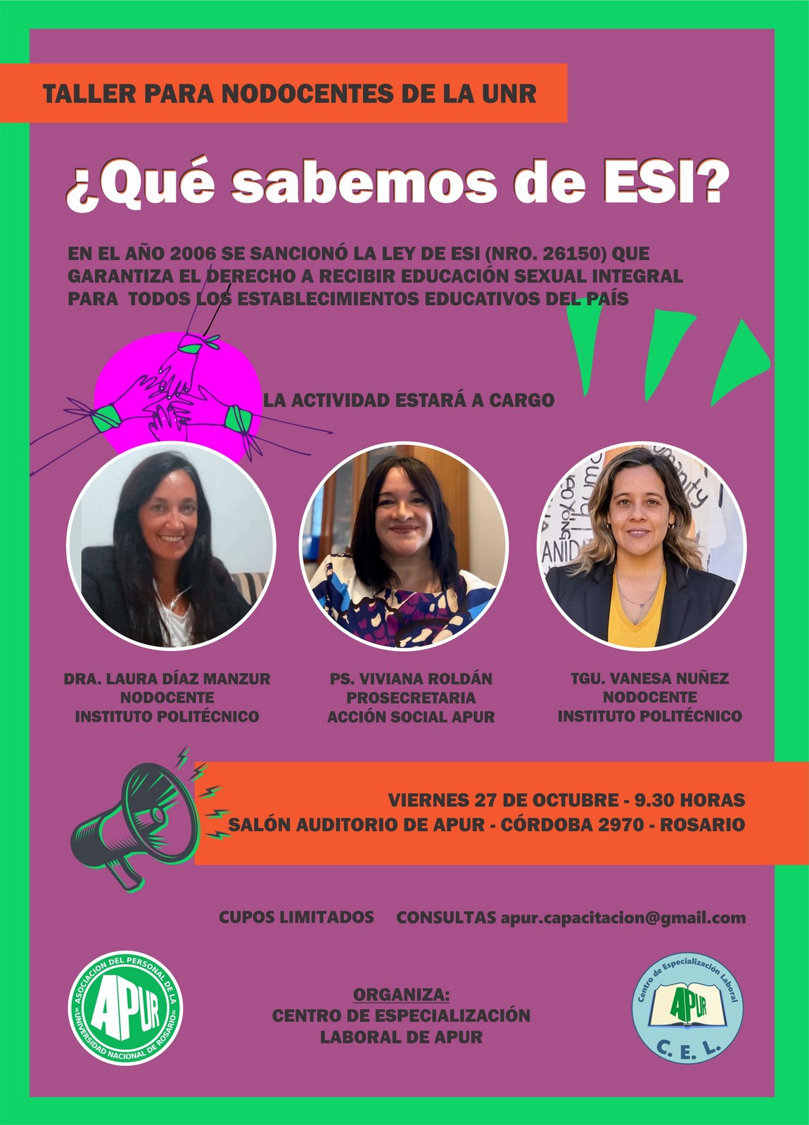 Invitación al Taller: "¿Qué sabemos de ESI?" - A.P.U.R.